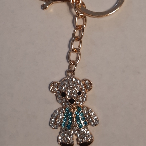 Accessories | Goldtone Blue Teddy Bear Key Chain | Poshmark